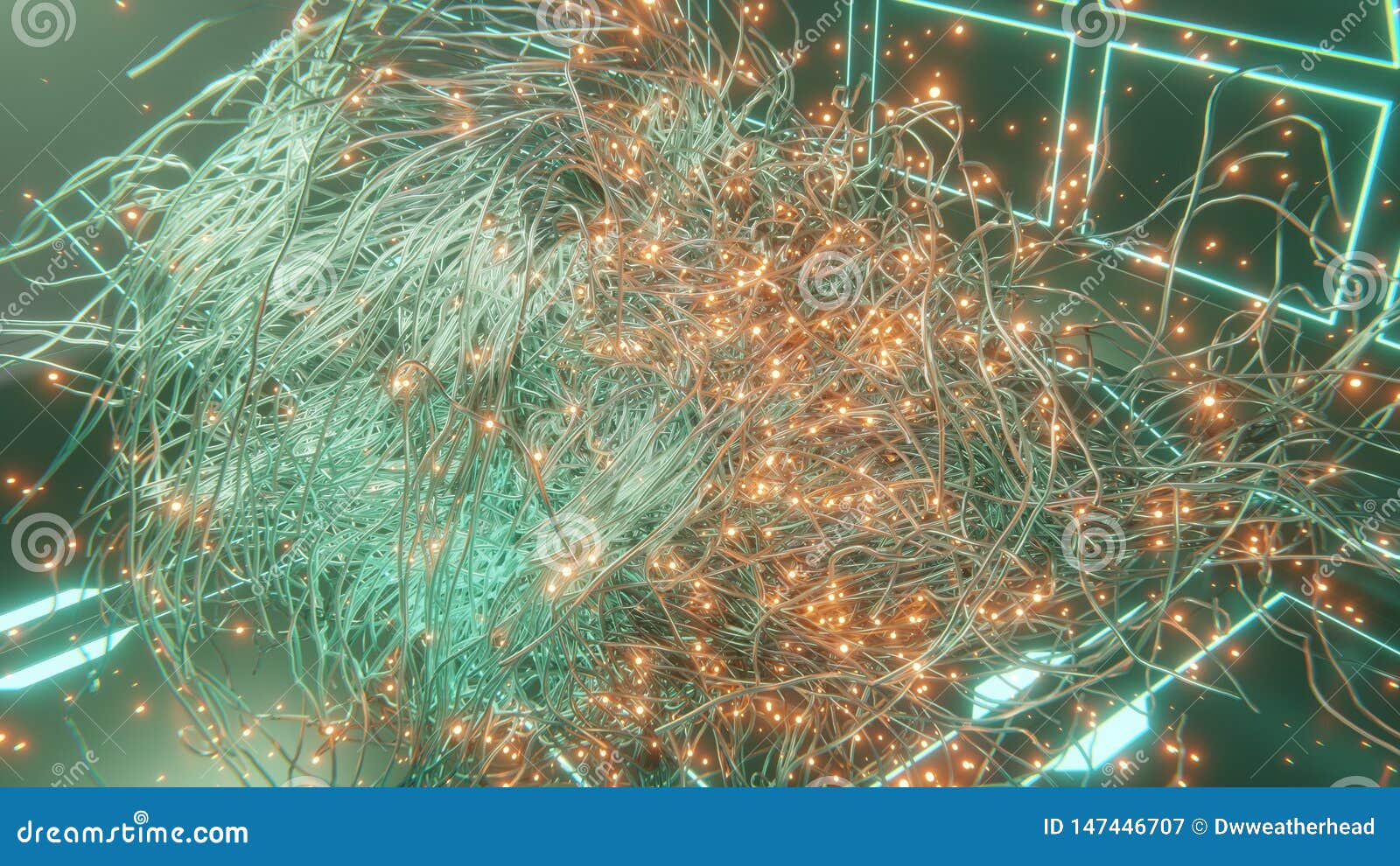 Futuristic Abstract Objects with Metallic Abstract Shapes Glowing ...