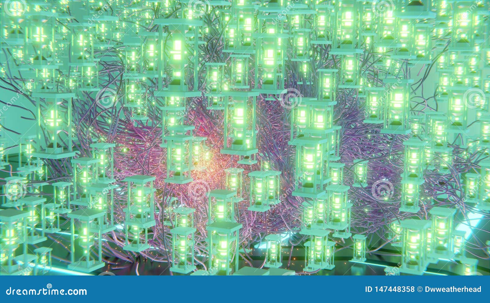 Futuristic Abstract Objects with Metallic Abstract Shapes Glowing ...