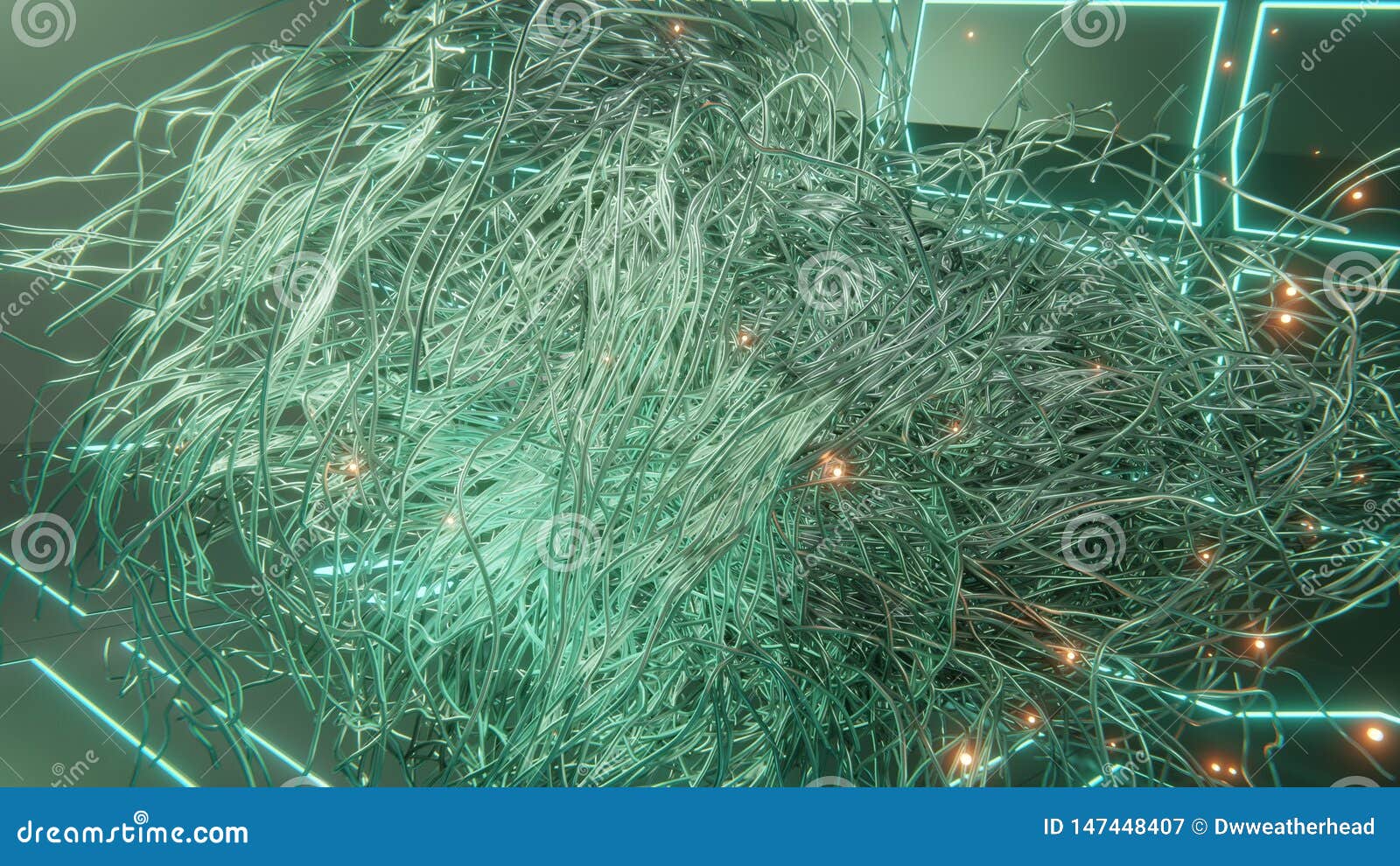 Futuristic Abstract Objects with Metallic Abstract Shapes Glowing ...