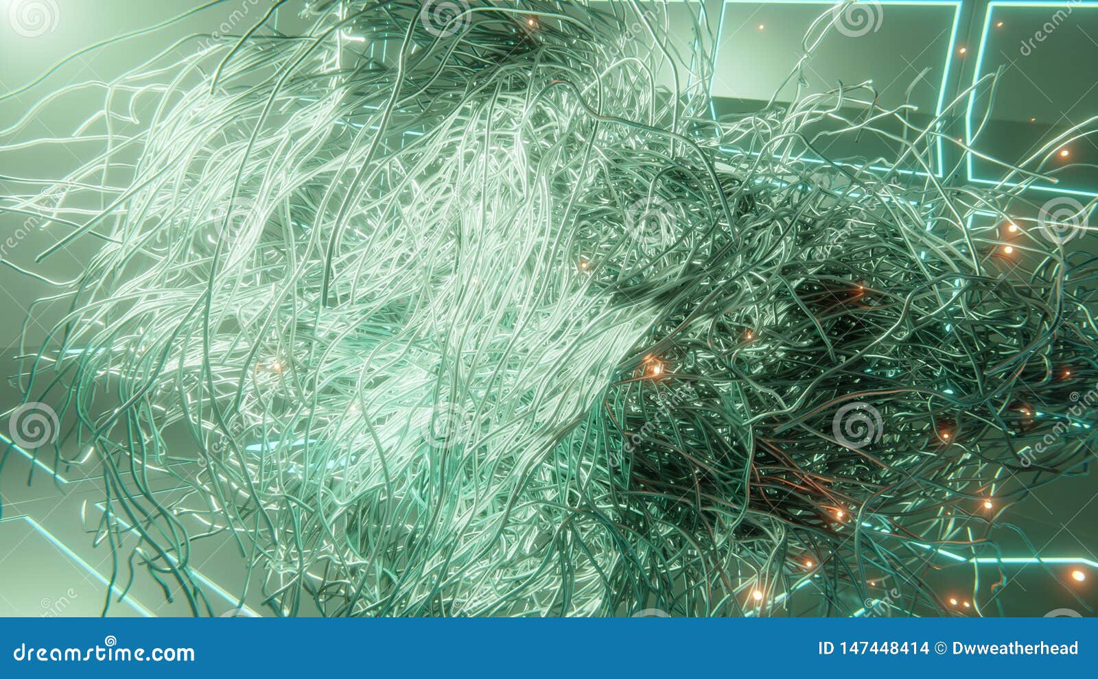 Futuristic Abstract Objects with Metallic Abstract Shapes Glowing ...