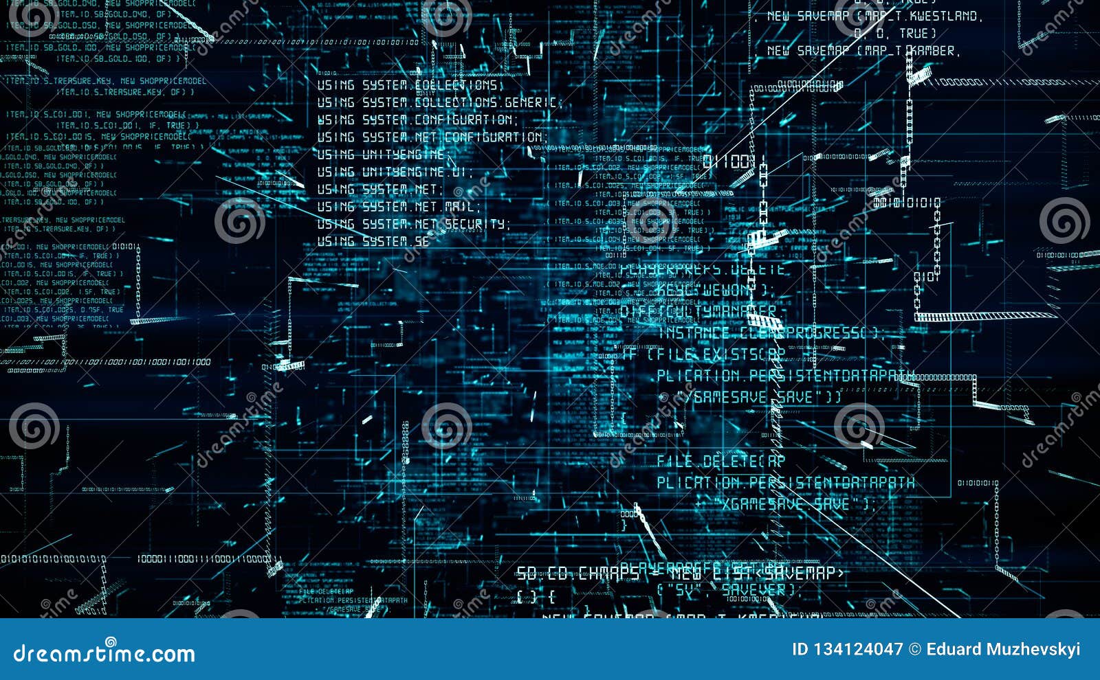 Abstract Programming Background Blue And Red Glowing Binary Software Code Random Binary