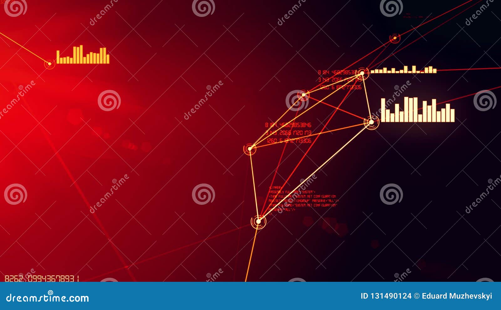 Futuristic Abstract Red Network and Data Connection Grid Illustration ...