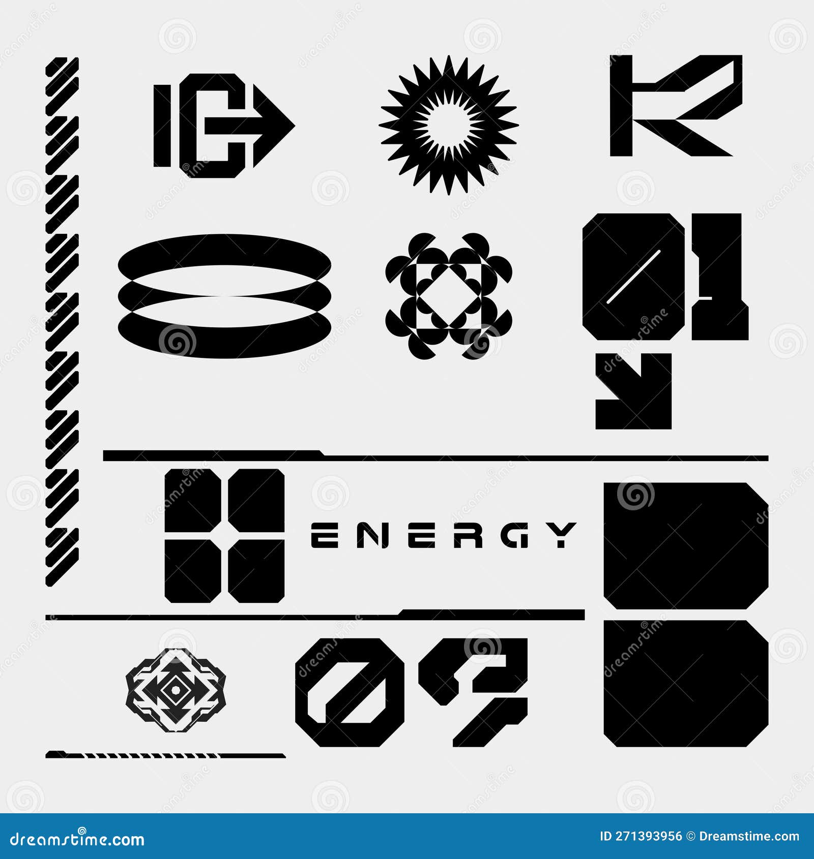 Futuristic Abstract Shape Element Vector Clip Art Cyberpunk Interface ...