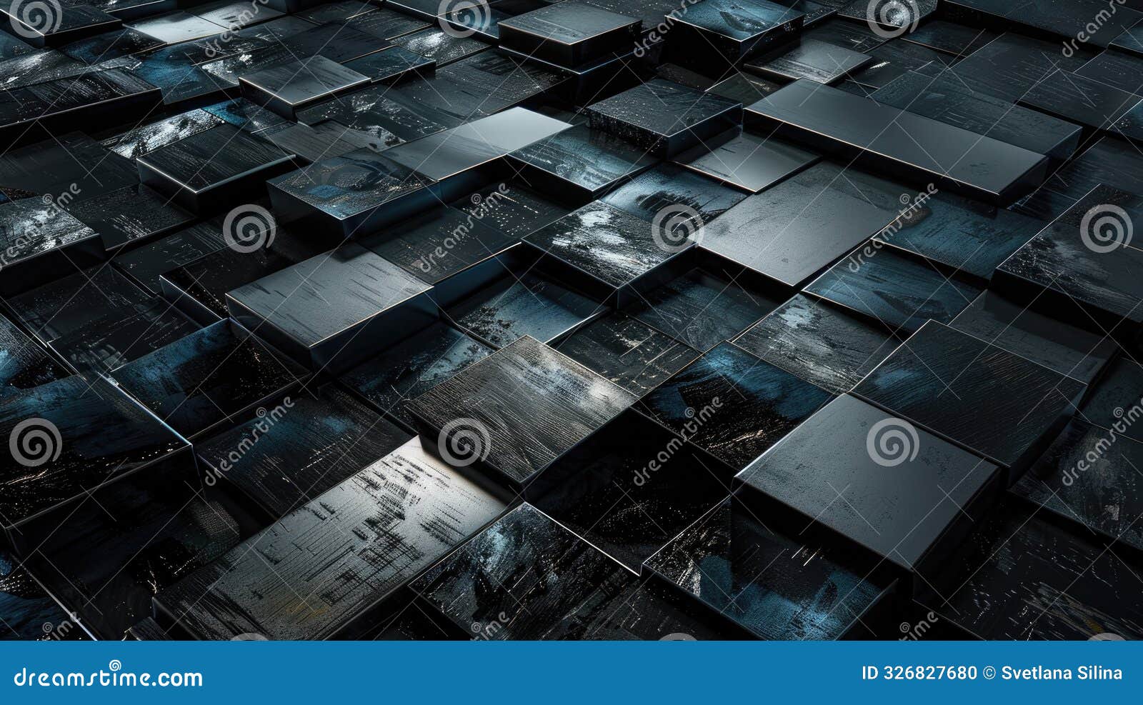 Futuristic Abstract Squares with Metallic Textures, Deep Colors and ...