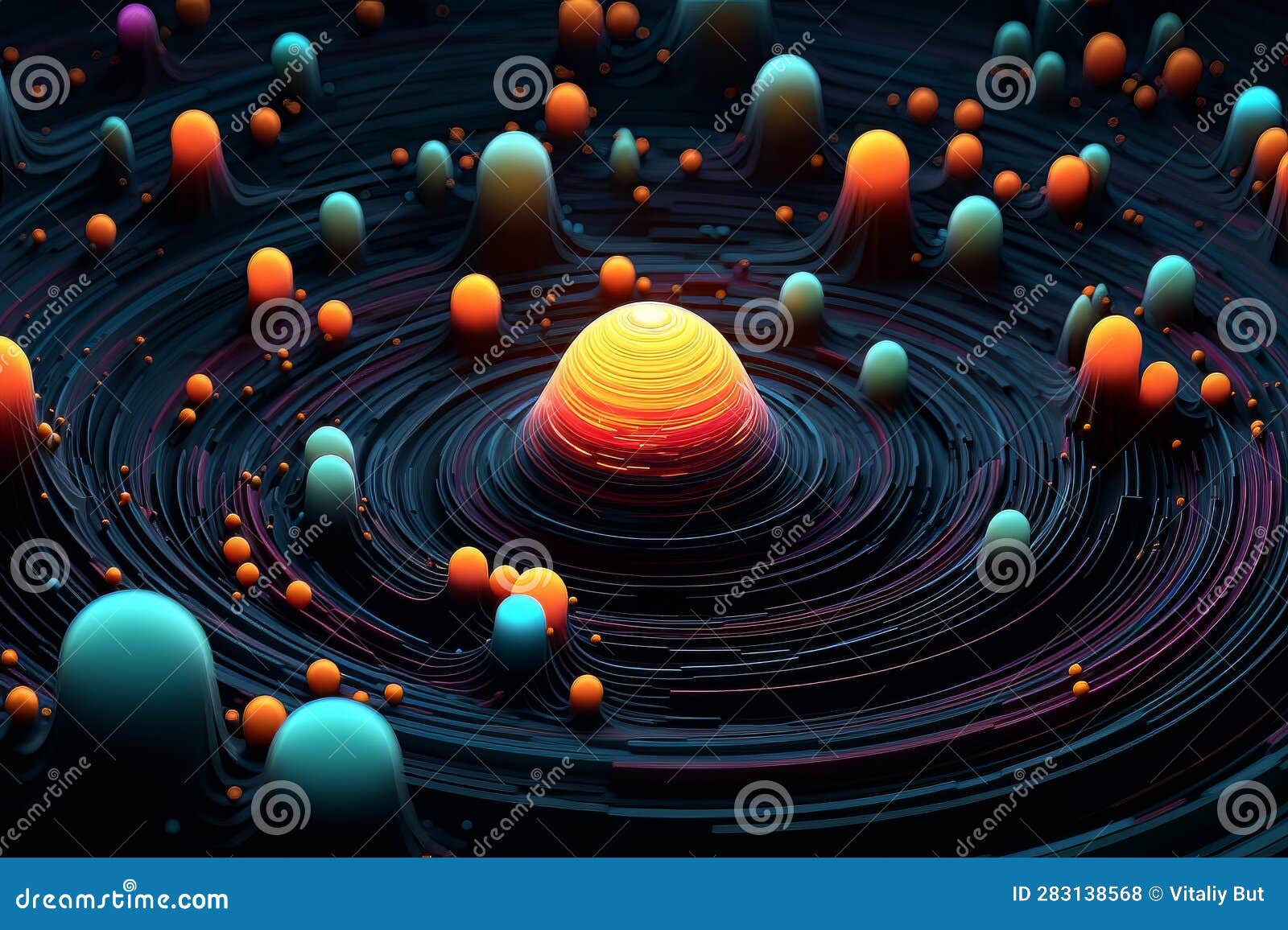 Futuristic Abstract Texture Background with Waves and Round Elements AI ...
