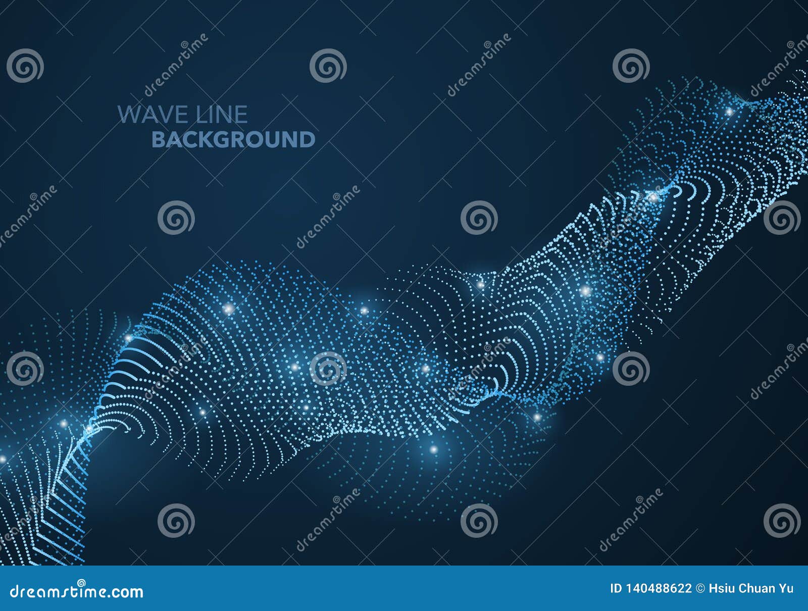 Futuristic Abstract Wave Dot Gradient Line and Illuminated Light Ball ...