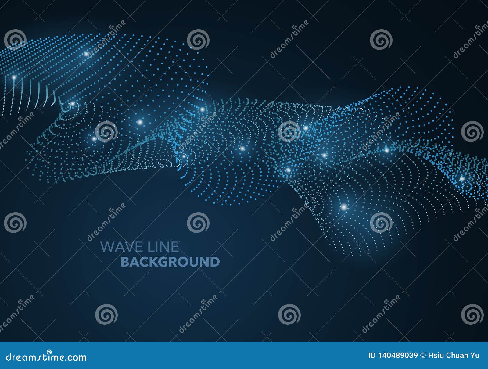 Futuristic Abstract Wave Dot Gradient Line and Illuminated Light Ball ...