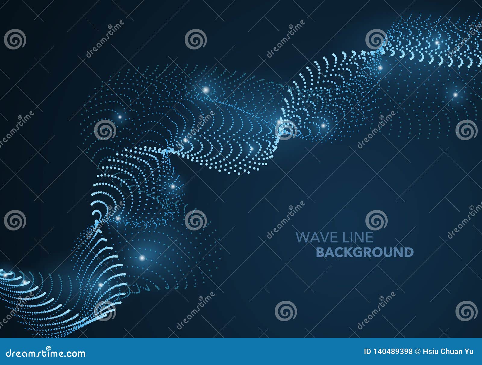 Futuristic Abstract Wave Dot Gradient Line and Illuminated Light Ball ...