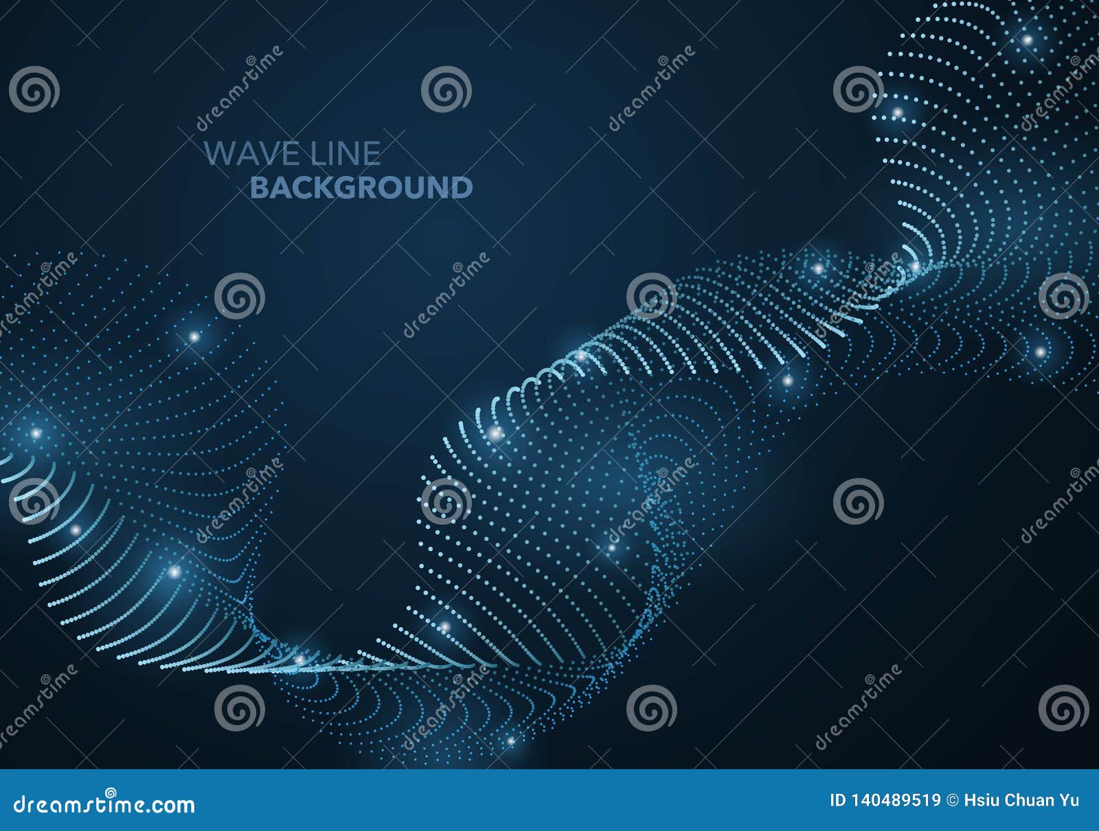 Futuristic Abstract Wave Dot Gradient Line and Illuminated Light Ball ...