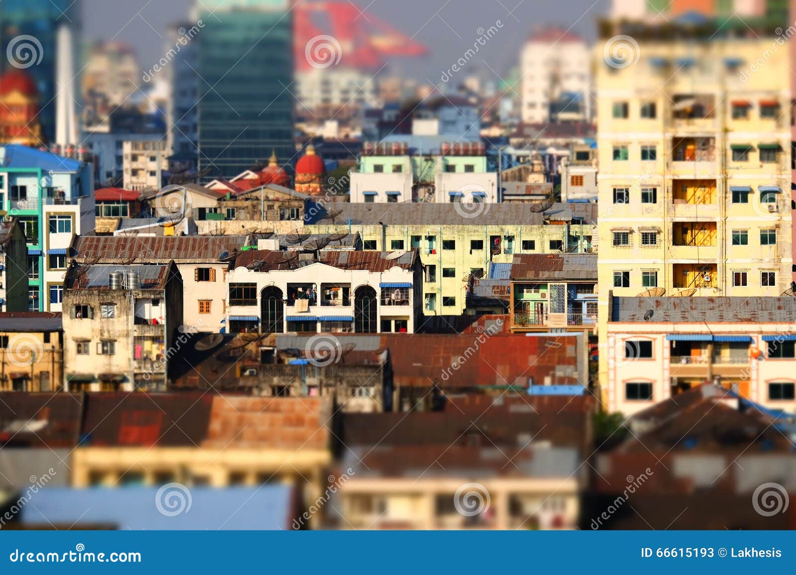 Futuristic Aerial View Panorama of Developing Yangon City. Myanmar ...