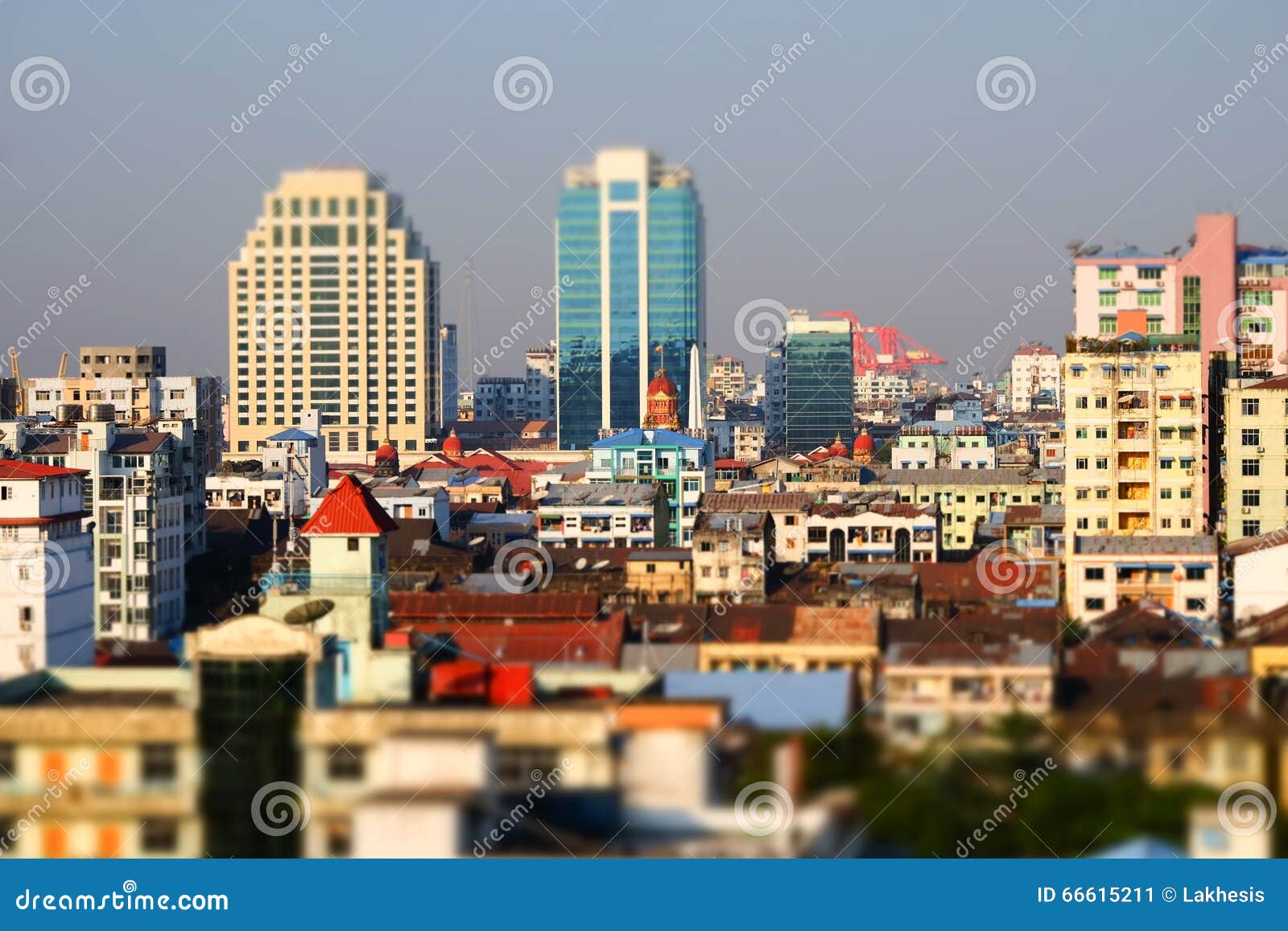 Futuristic Aerial View Panorama of Developing Yangon City. Myanmar ...