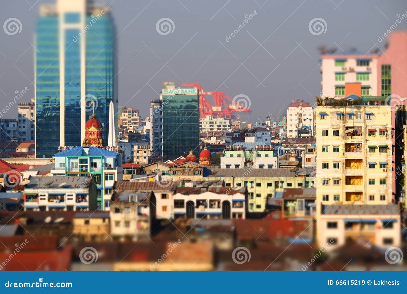 Futuristic Aerial View Panorama of Developing Yangon City. Myanmar ...
