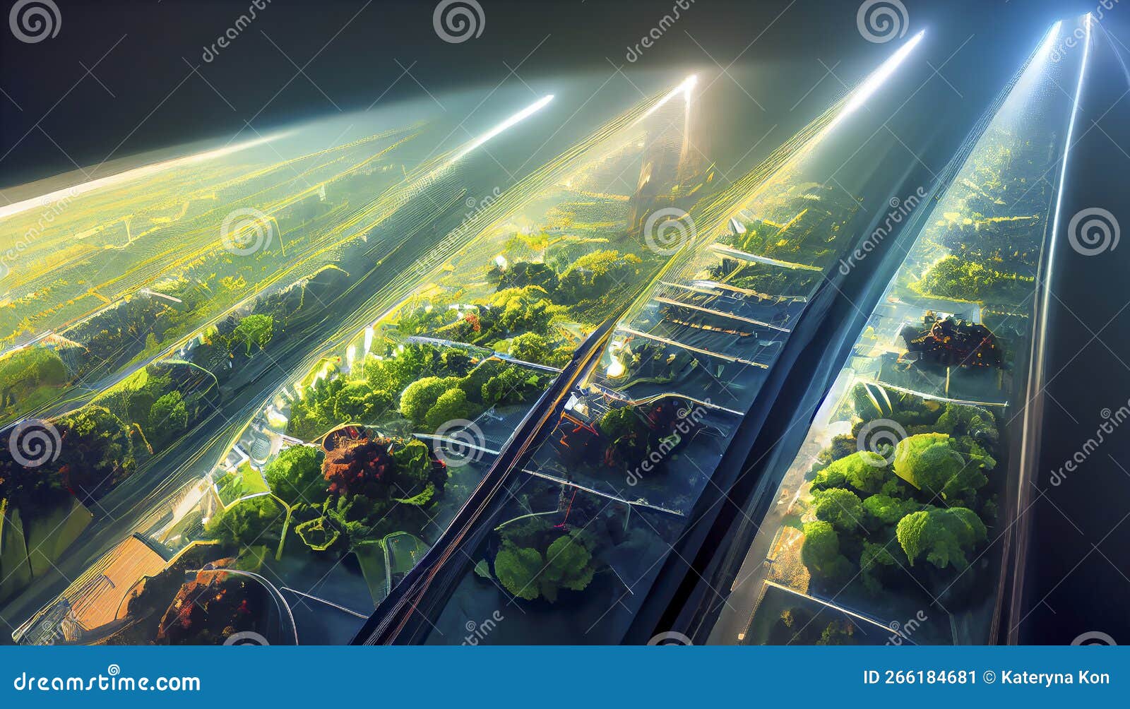 Futuristic Agriculture, Conceptual Illustration in 3D Style Stock ...
