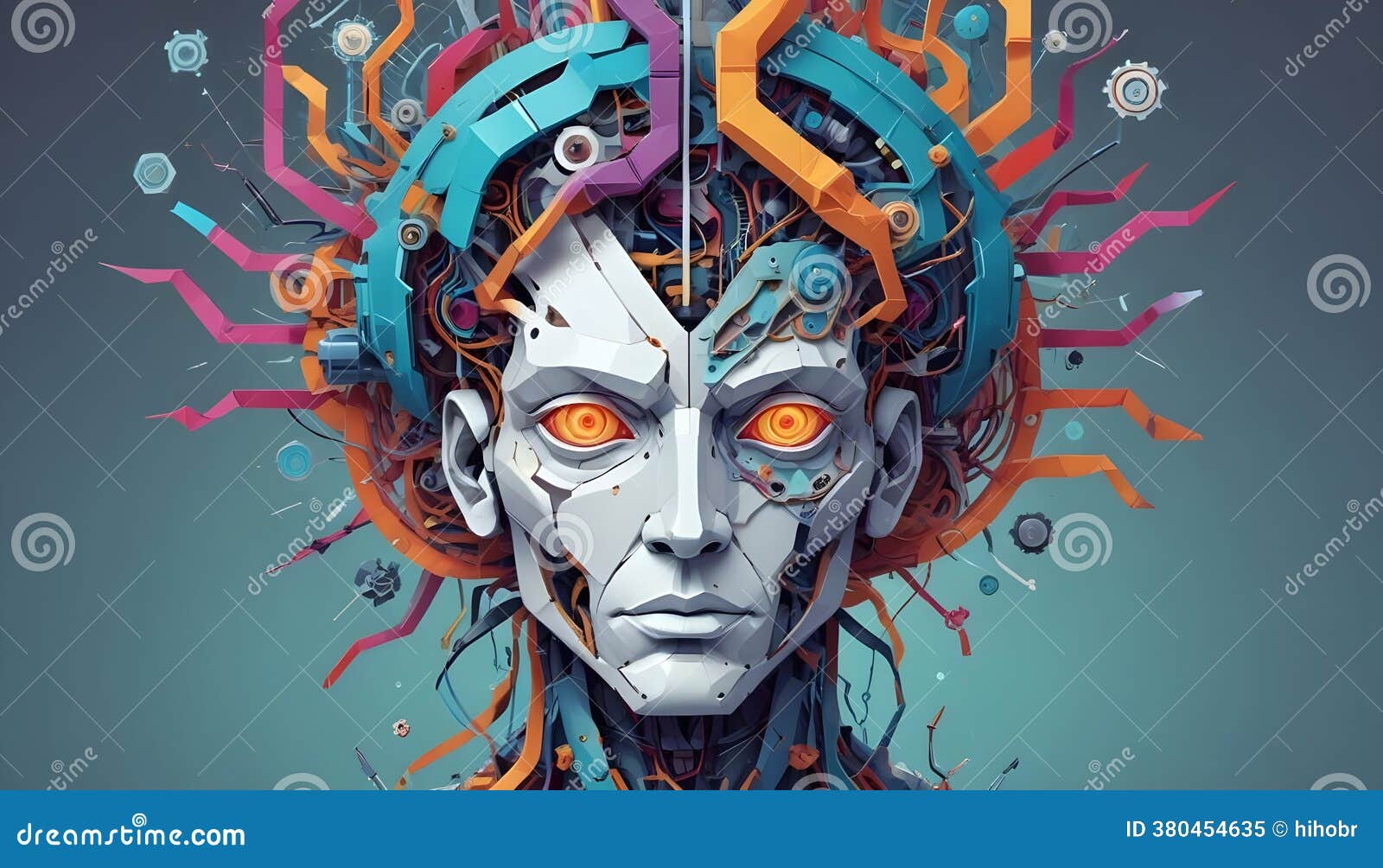 Robot Portraits Holding Business Growth Graph, Shining Hologram Glowing ...