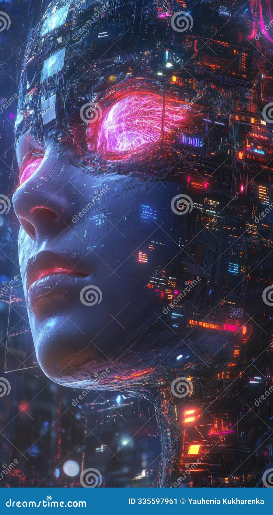 Futuristic AI Art in 4K stock illustration. Illustration of robotic ...