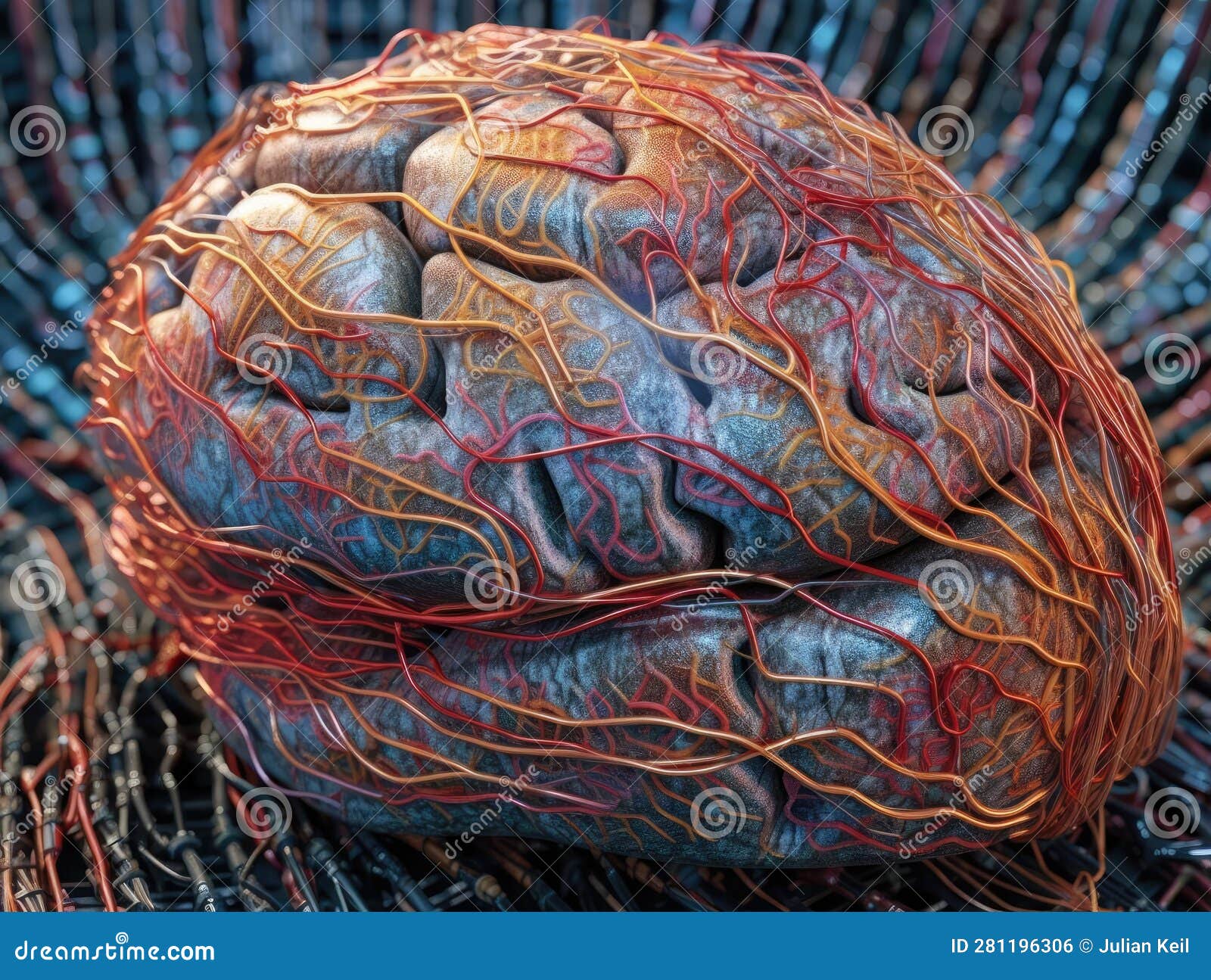 Futuristic AI Brain with Abstract Data Visuals Stock Illustration ...