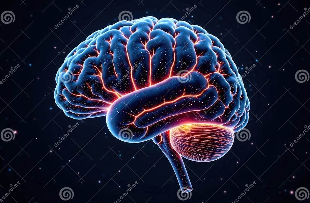 Futuristic AI Brain Interface Concept. Neurons and Neural Connections ...