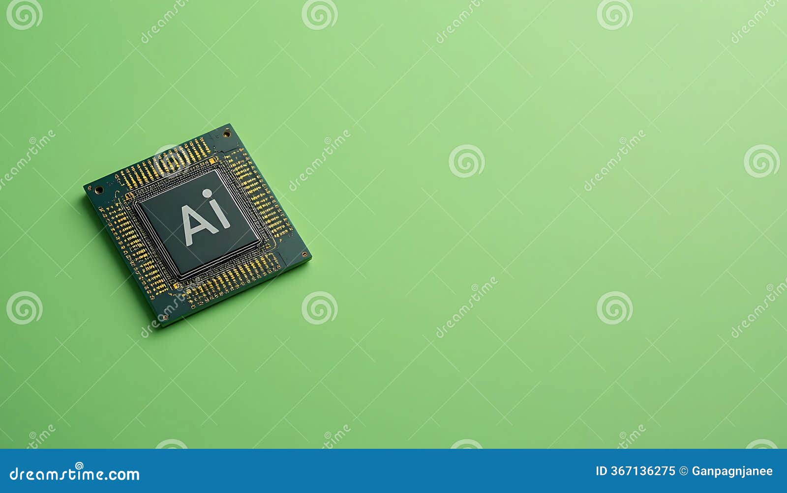 Futuristic AI Chip On Green Background. Cpu. Artificial Intelligence Chip, AI Technology, AI ...