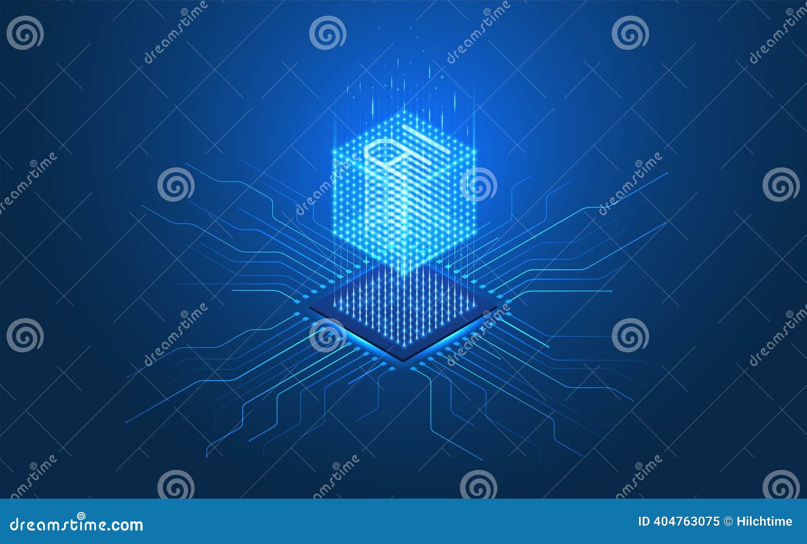 CPU Chip And Circuit Board. Blue Microprocessor Background. Computer ...