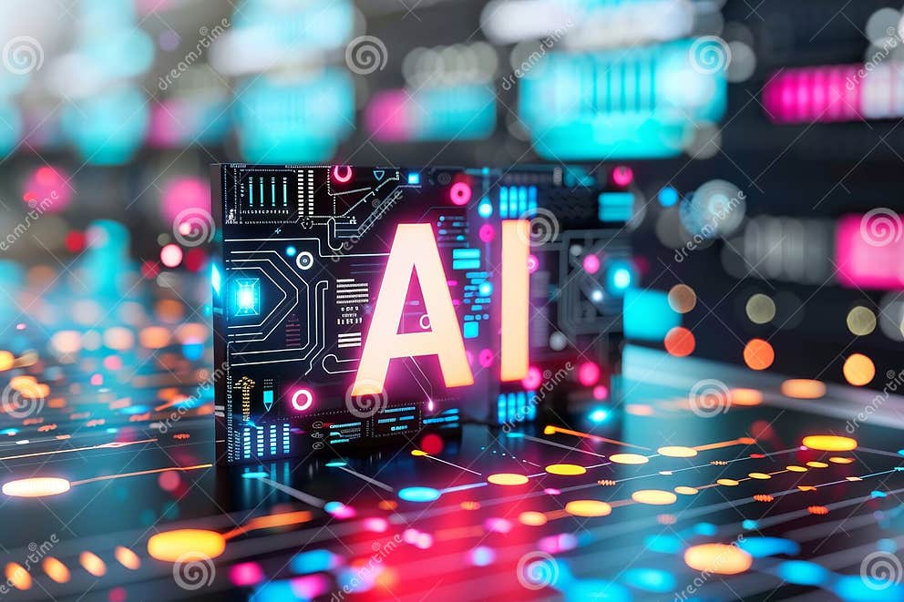 Futuristic AI Head with Digital Code and Holographic Interface ...