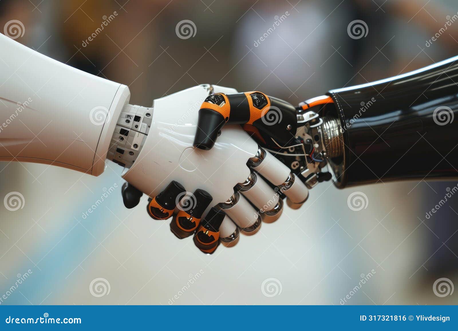Futuristic Ai and Human Hand Shake. Machine Handshake Stock ...