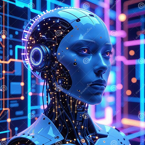 Futuristic AI with a Humanoid Robot or Abstract Figure. AI-generated ...