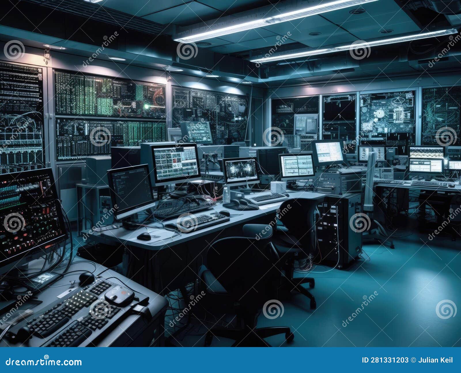 Futuristic AI Lab with Advanced GPUs Stock Illustration - Illustration ...