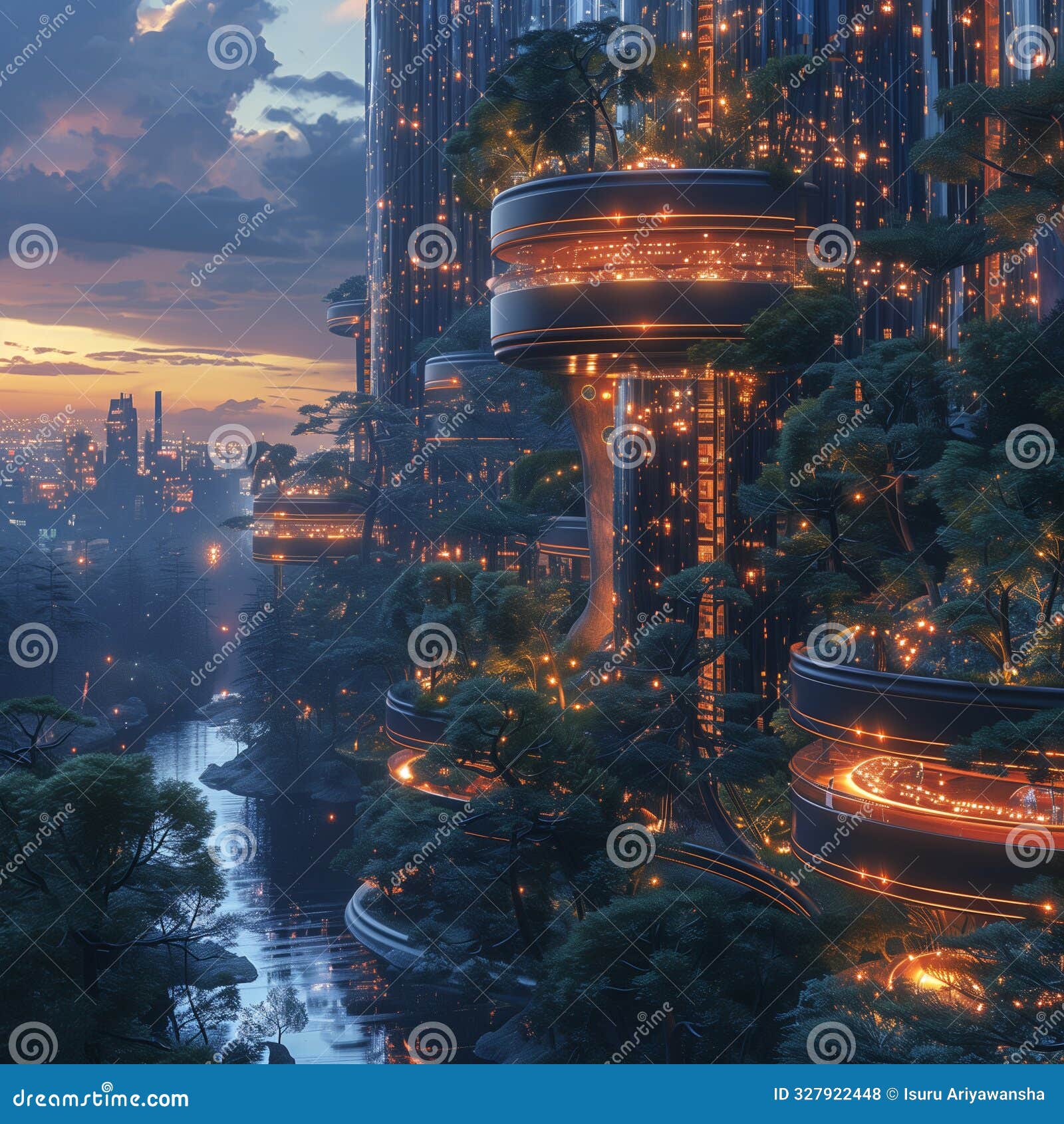 Futuristic AI Landscape: a Vision of Tomorrow Stock Illustration ...