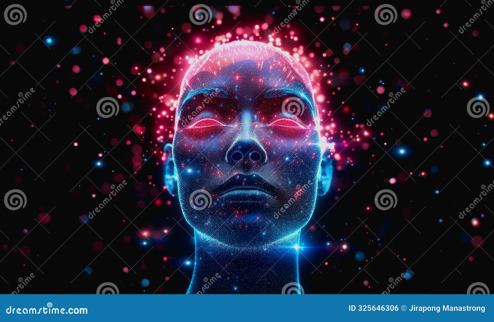 Futuristic AI with Neon Lights and Digital Particles Stock Photo ...