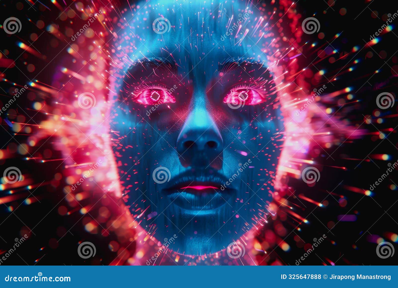 Futuristic AI with Neon Lights and Digital Particles Stock Photo ...