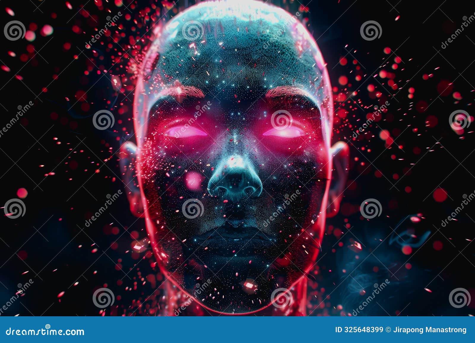 Futuristic AI with Neon Lights and Digital Particles Stock Image ...