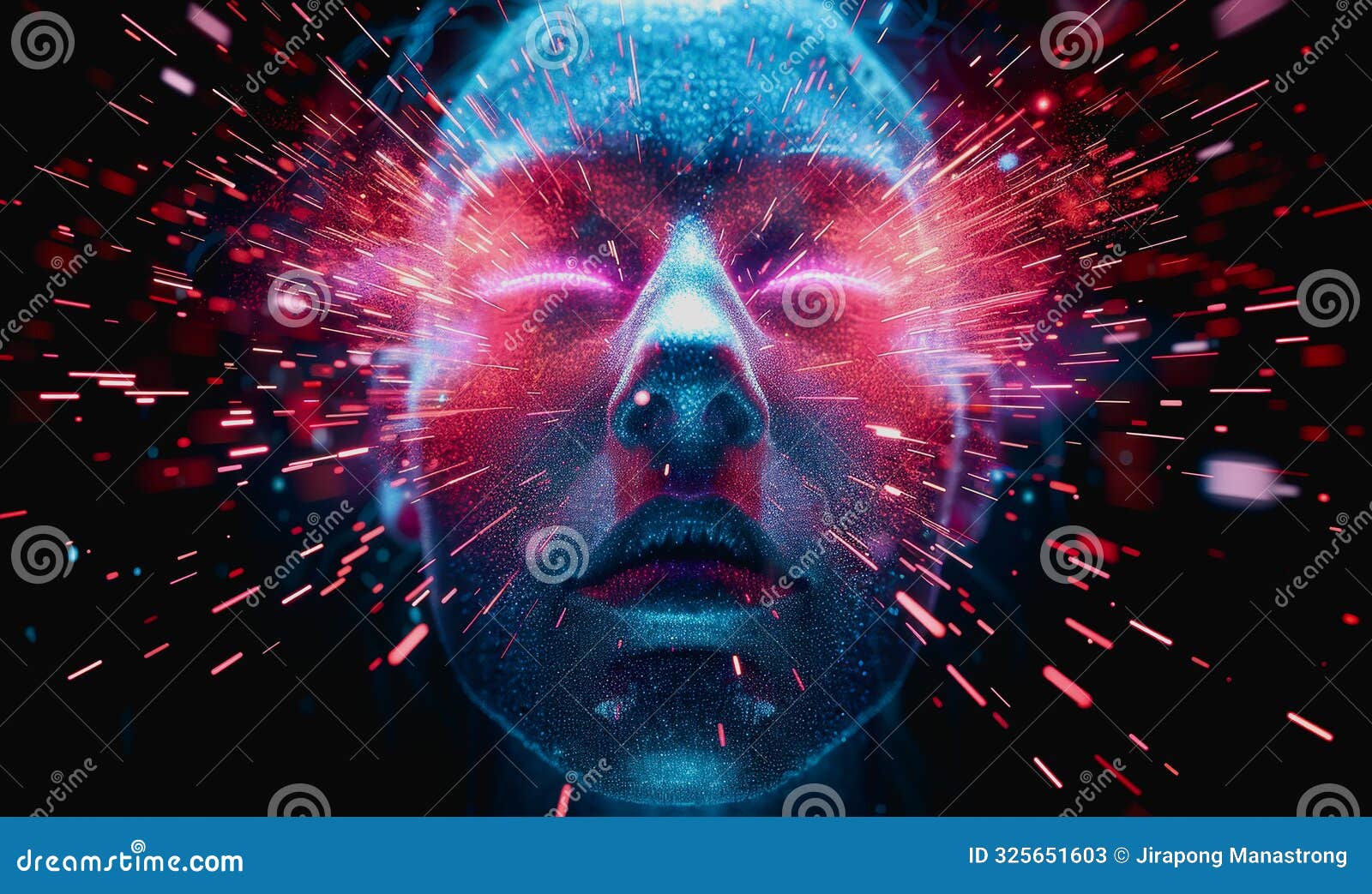 Futuristic AI with Neon Lights and Digital Particles Stock Image ...