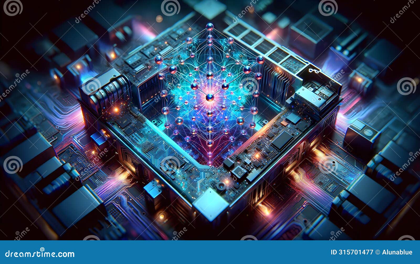 Futuristic AI Neural Network Core Inside High-Tech Motherboard ...