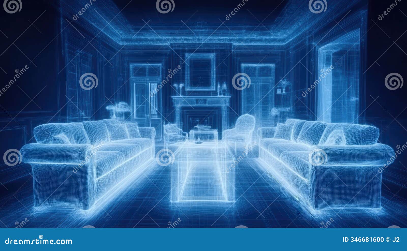 Futuristic Ai Powered Smart Home Wireframe Hologram Concept For ...