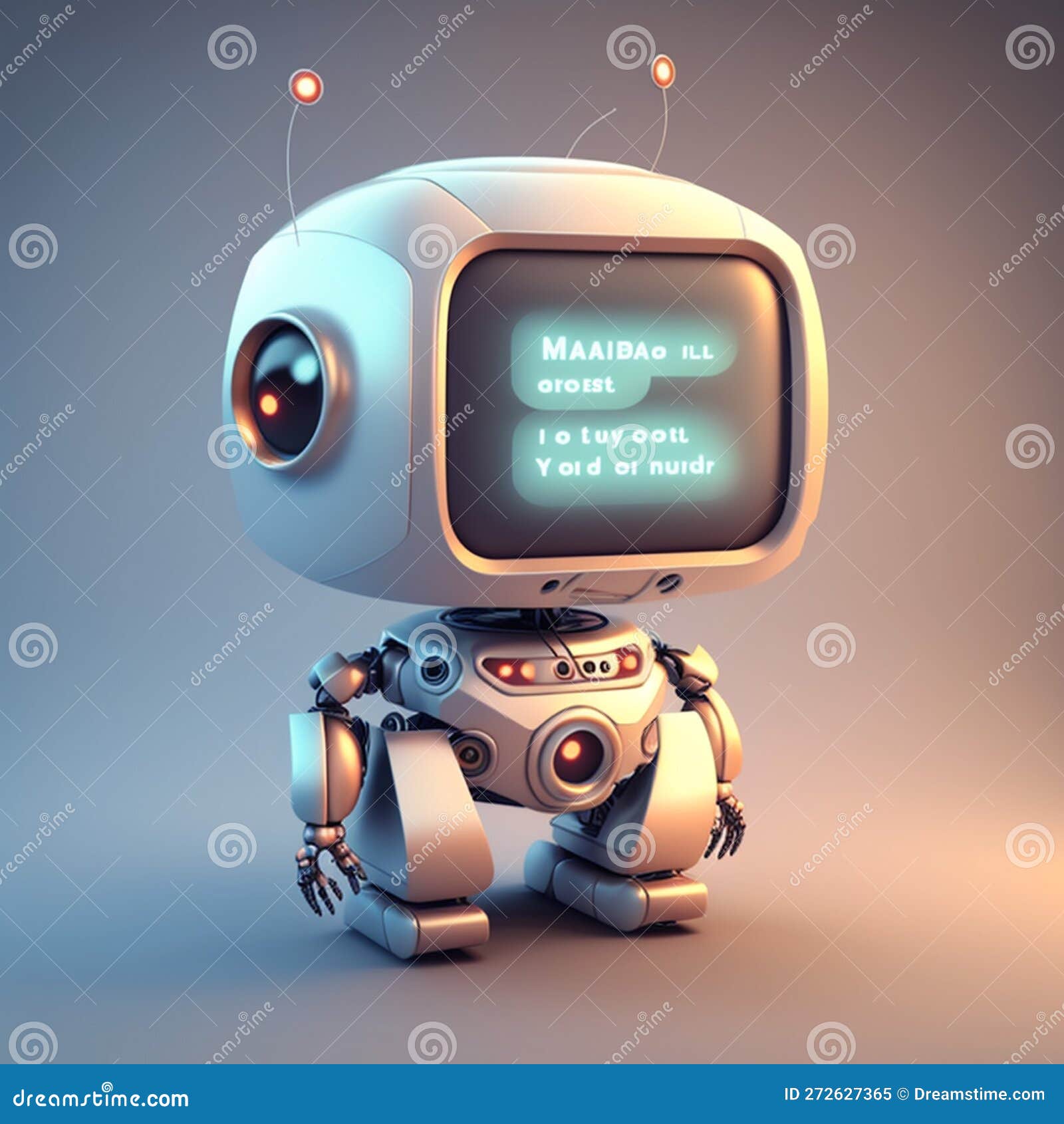 Futuristic AI Robot with Big Screen. Concept of Chatbot with Artificial ...
