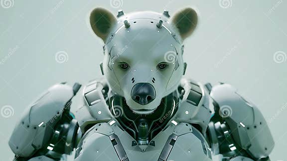 Futuristic AI Robot with the Head of a Bear, Symbolizing Strength and ...
