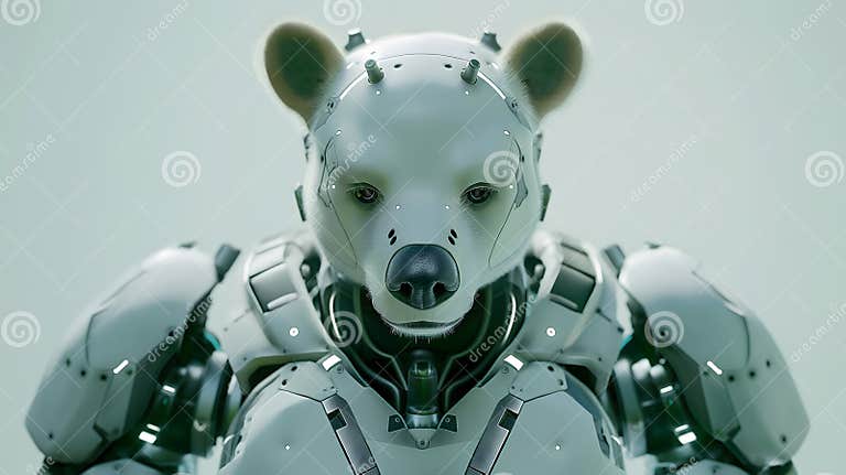 Futuristic AI Robot with the Head of a Bear, Symbolizing Strength and ...
