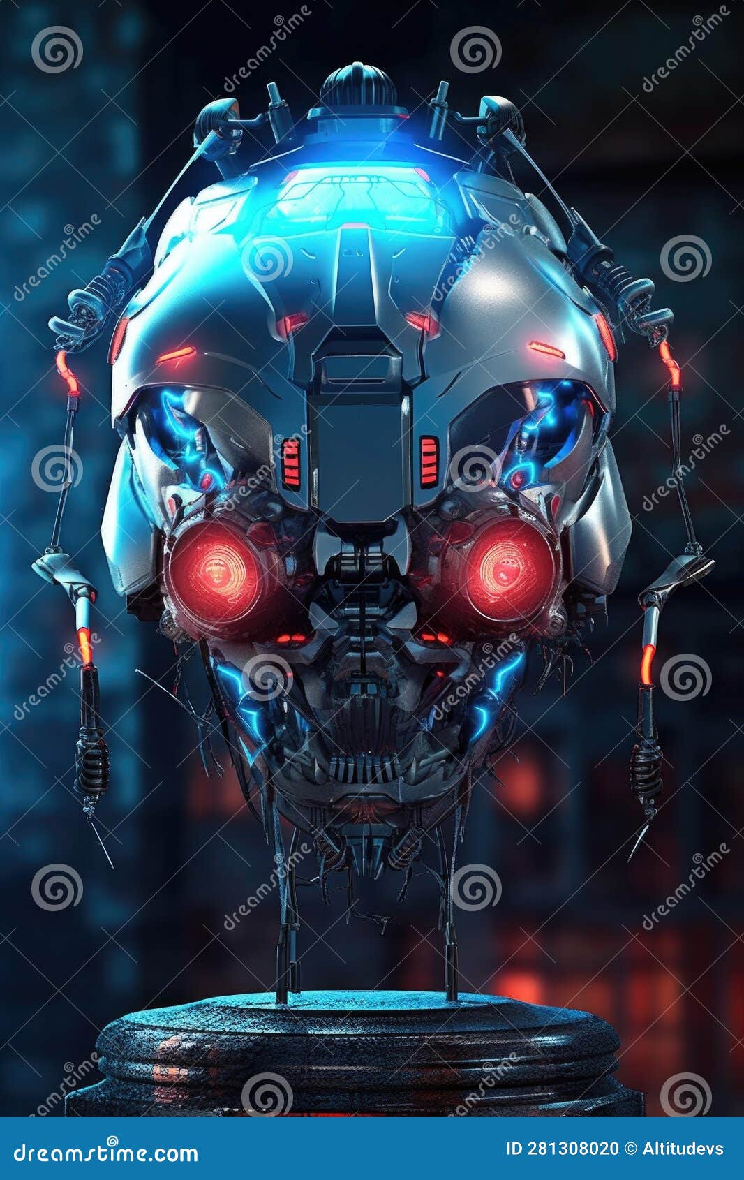 Futuristic Ai Robot Head with Glowing Eyes and Circuits Stock ... Futuristic Ai Robot Head with Glowing Eyes and Circuits Stock ...