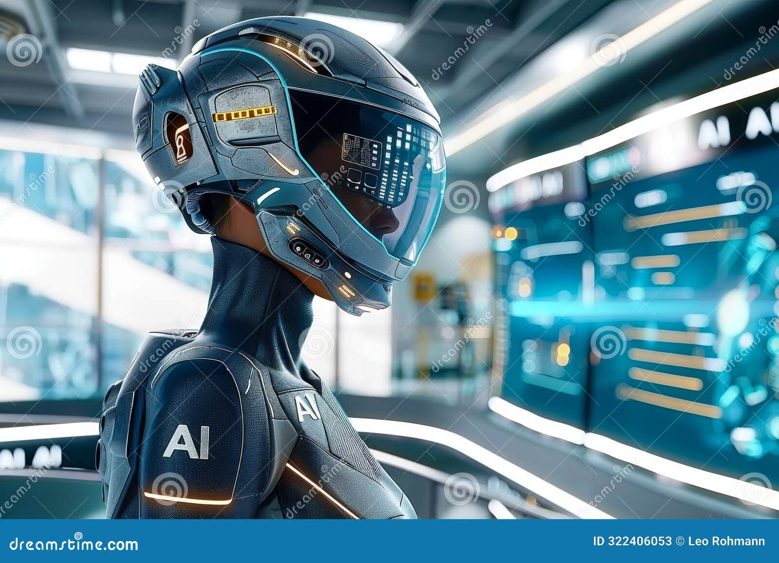 Futuristic AI Robot, High Tech Environment, Advanced Technology, Cyber ...