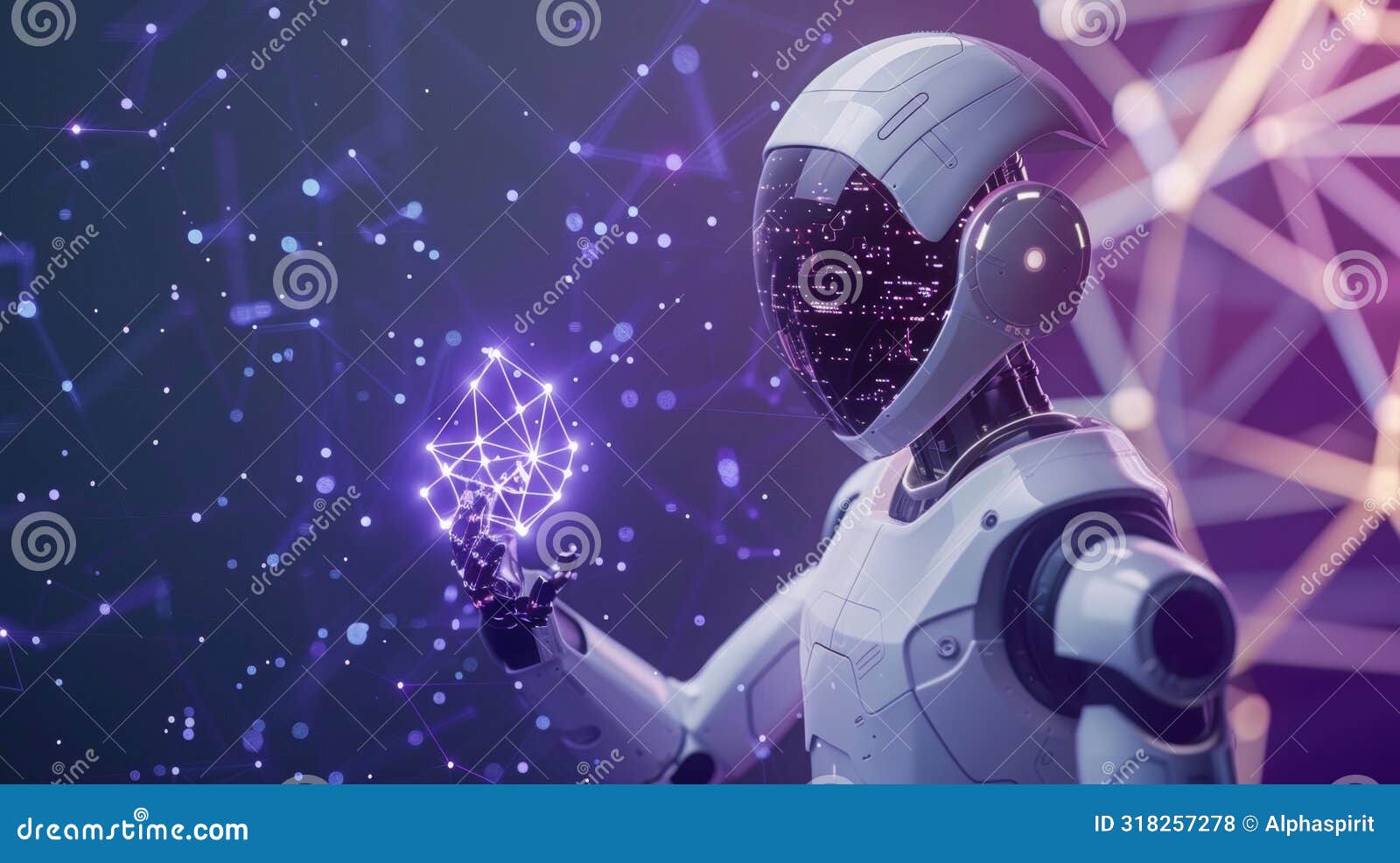 Futuristic Ai Robot Interacting with a Complex Digital Network ...