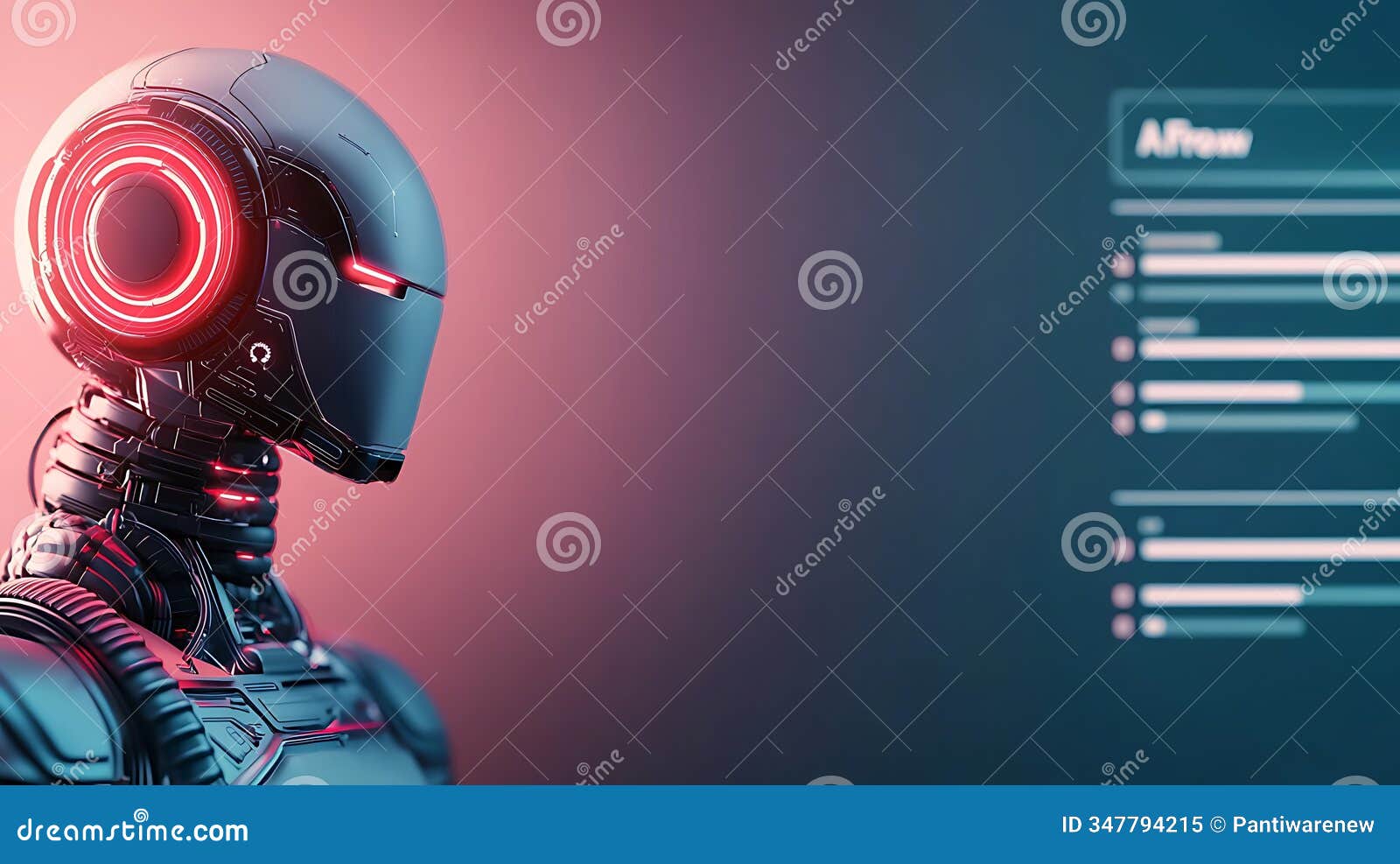 Futuristic AI Robot With Interface On Digital Screen Royalty-Free Stock ...