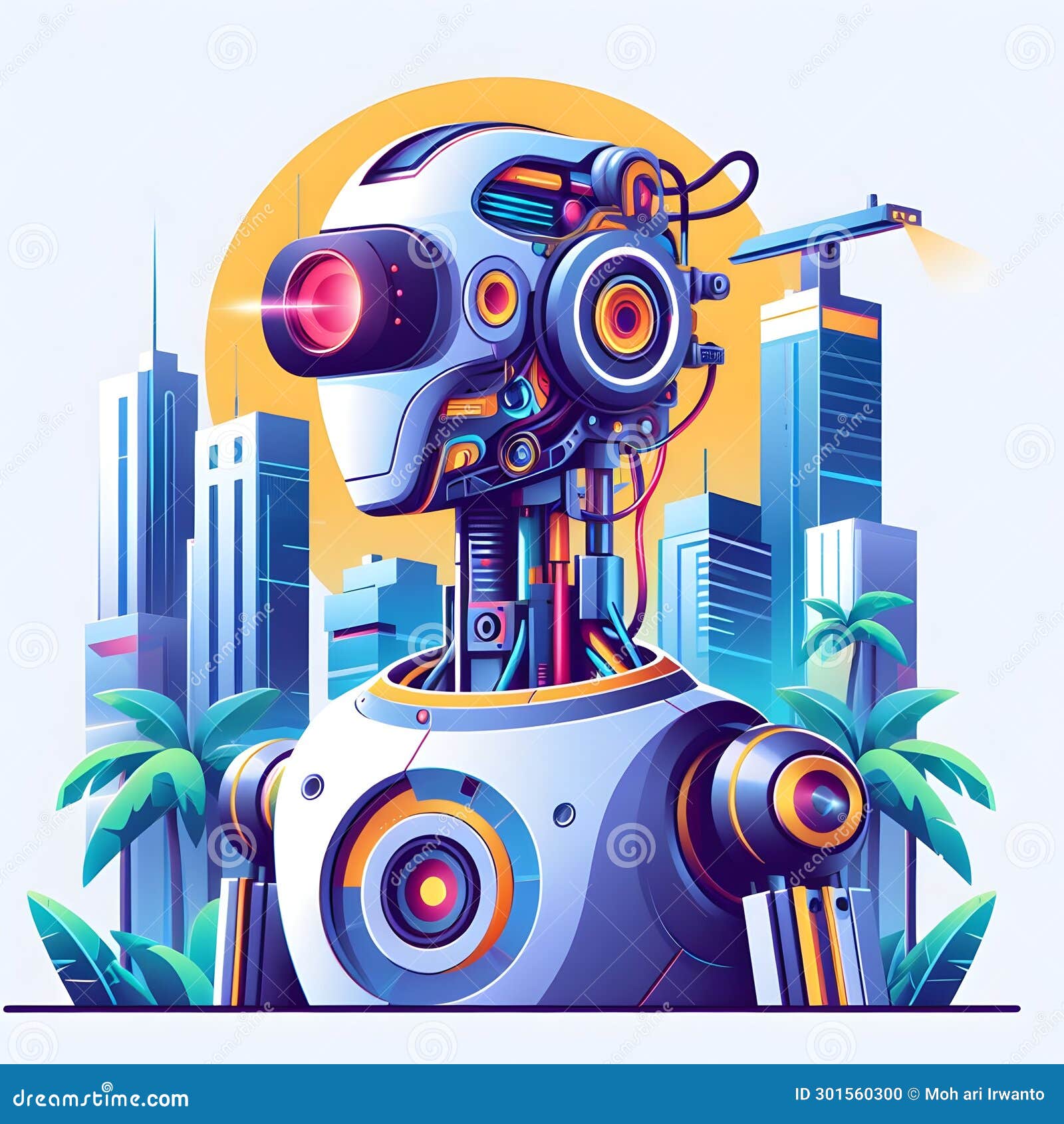 Futuristic AI Robot: Minimalistic 3D Realistic Illustration Eps 22 ...