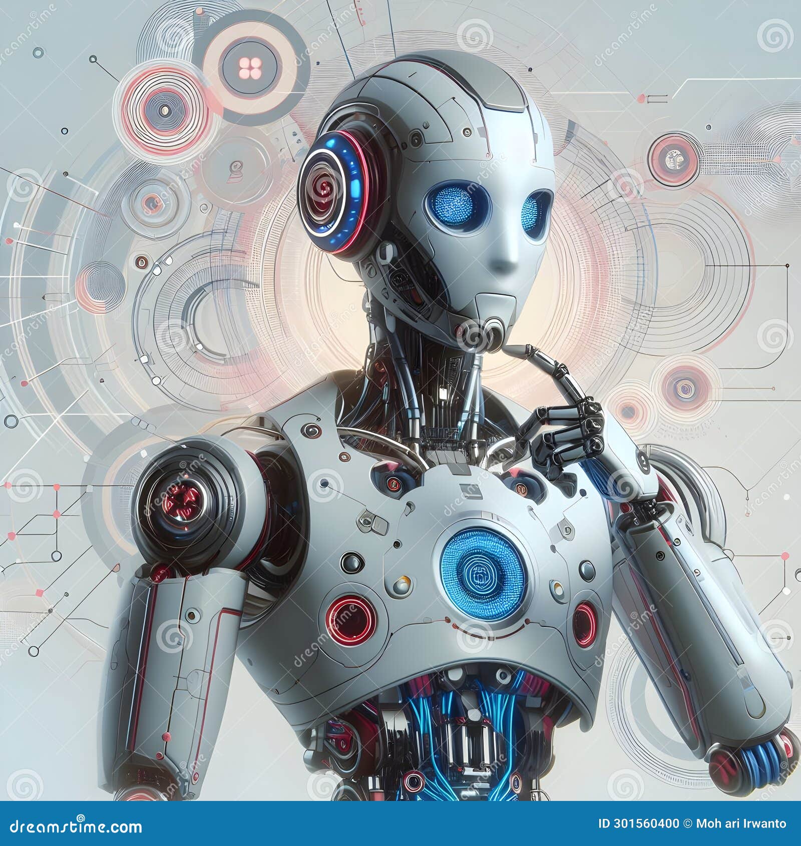 Futuristic AI Robot: Minimalistic 3D Realistic Illustration Eps 16 ...