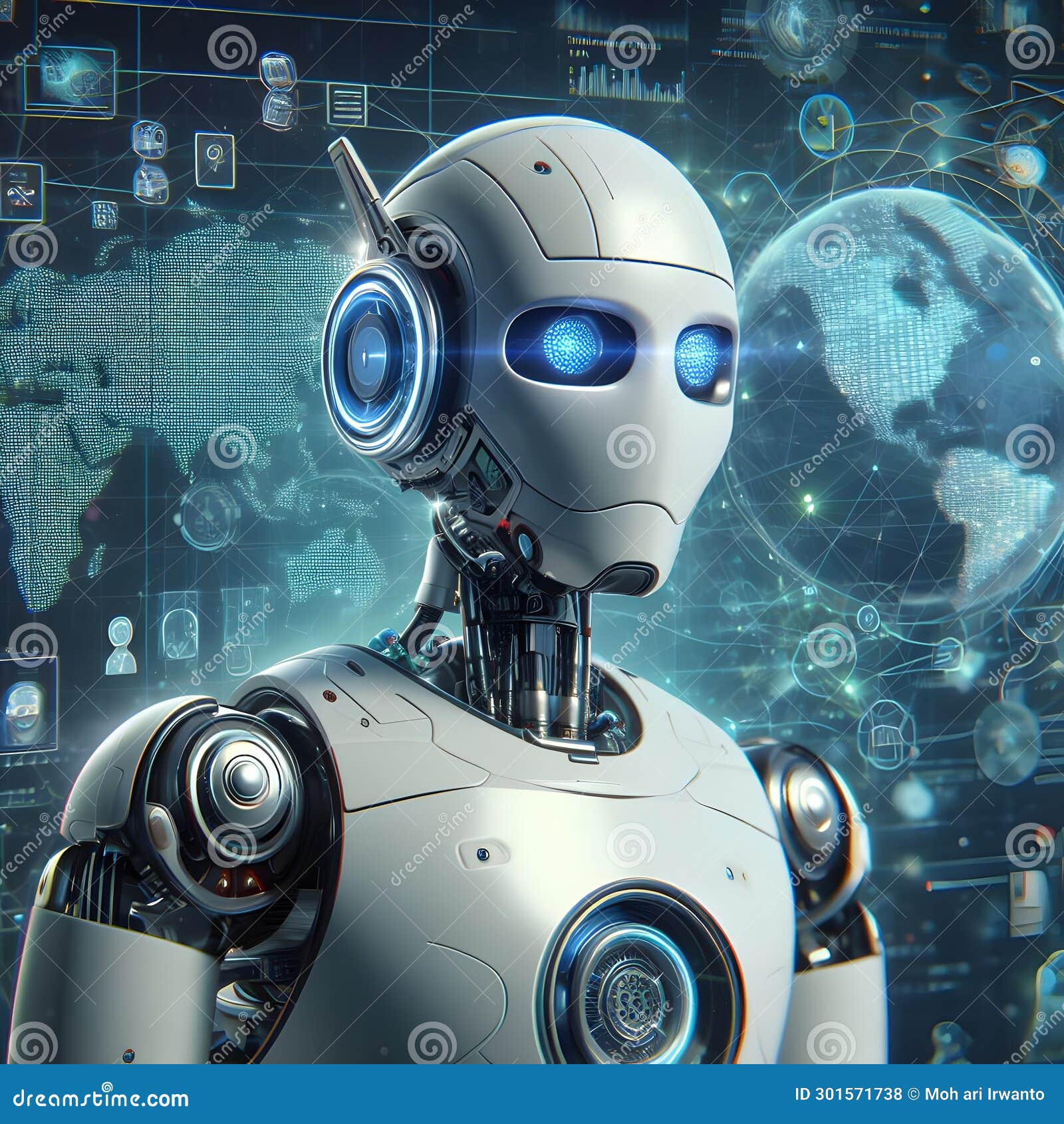 Futuristic AI Robot: Minimalistic 3D Realistic Illustration Eps 8 Stock ...