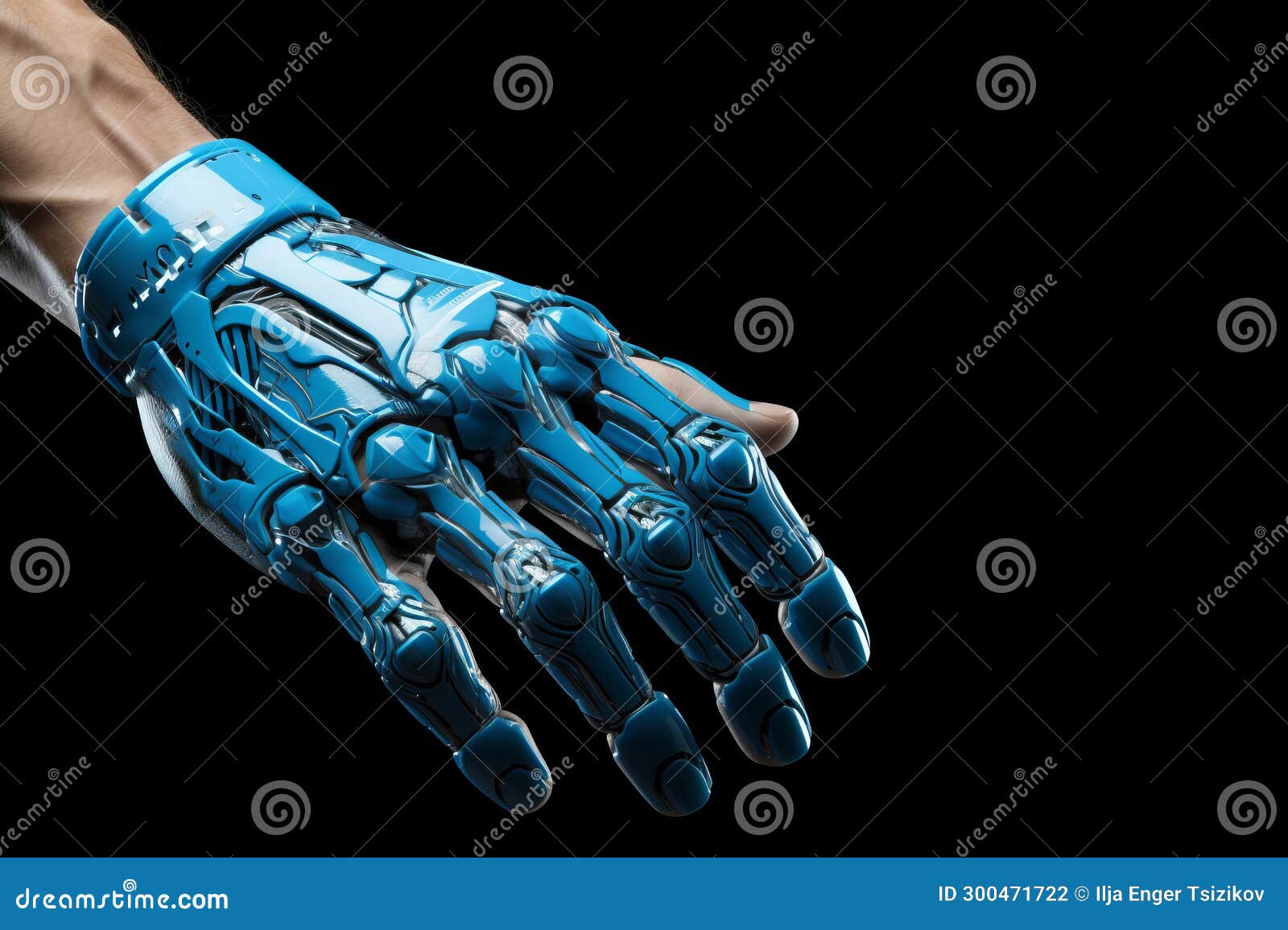 Futuristic AI. Robotic Hand and Human-Like Robot, Advancing Technology ...