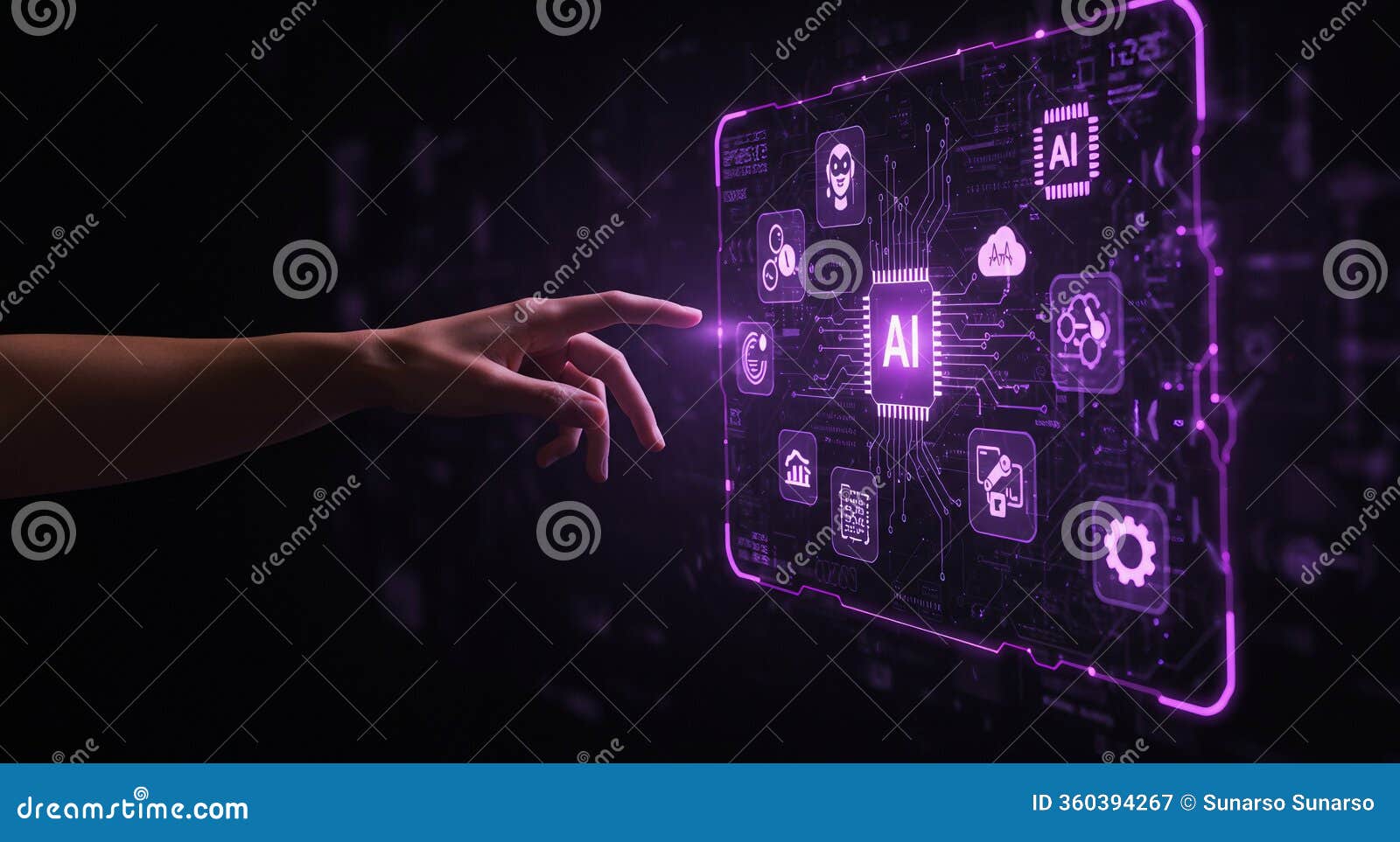 Futuristic AI and Robotics, Hand Engaging with Digital Screen ...