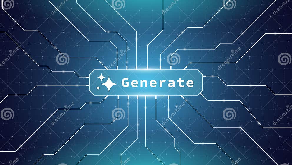 Futuristic AI Technology Banner with Microchip, Data Connections and ...