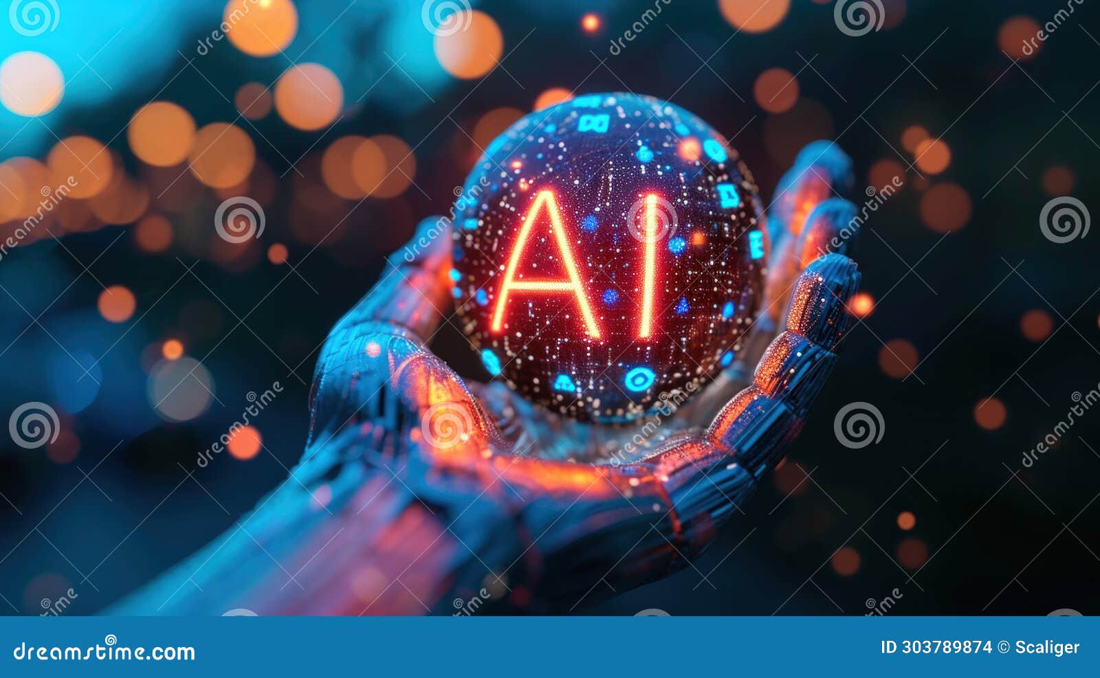 Futuristic AI Technology on Robot Hand, Artificial Intelligence Digital ...