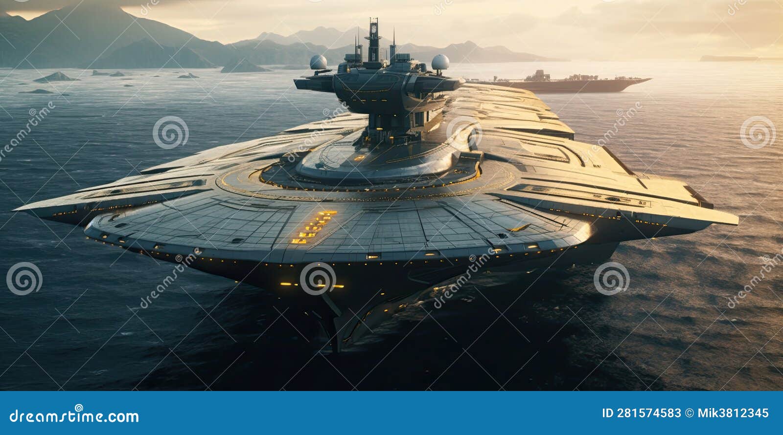 Futuristic Aircraft Carrier Concept Design. Stock Illustration ...