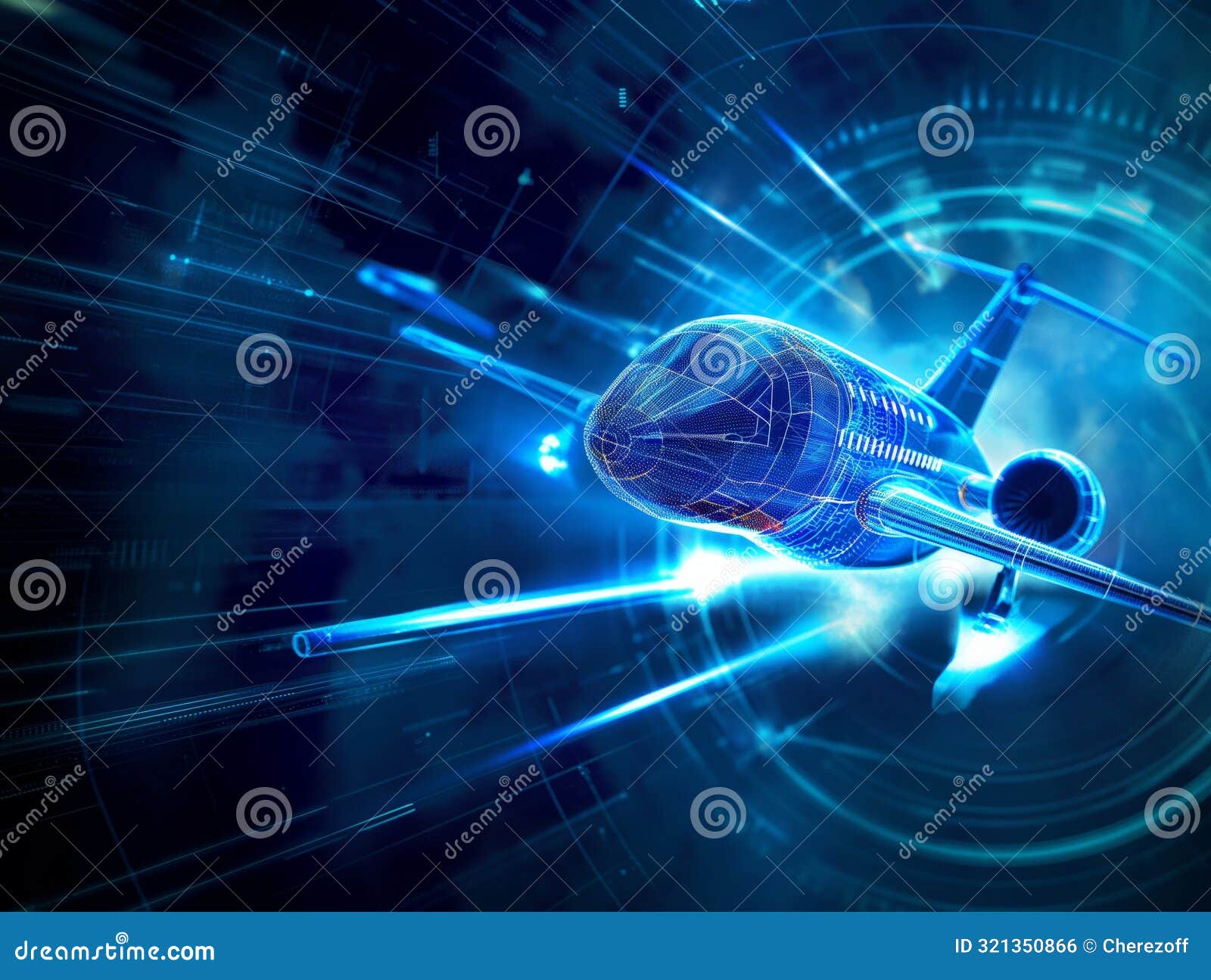 Futuristic Aircraft in Digital Space Stock Photo - Image of cyber ...